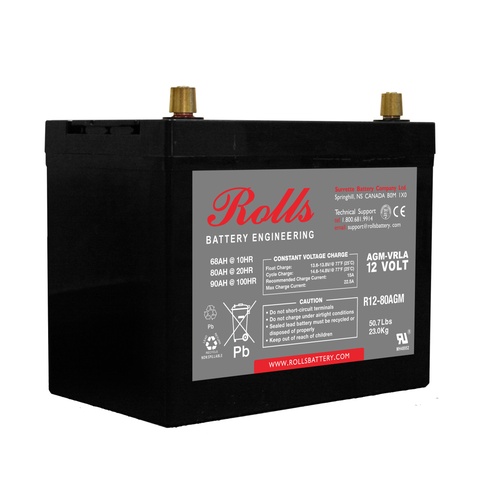 Rolls R12-80AGM AGM R Series 12V Deep Cycle Battery 80Ah, 1 Year ...