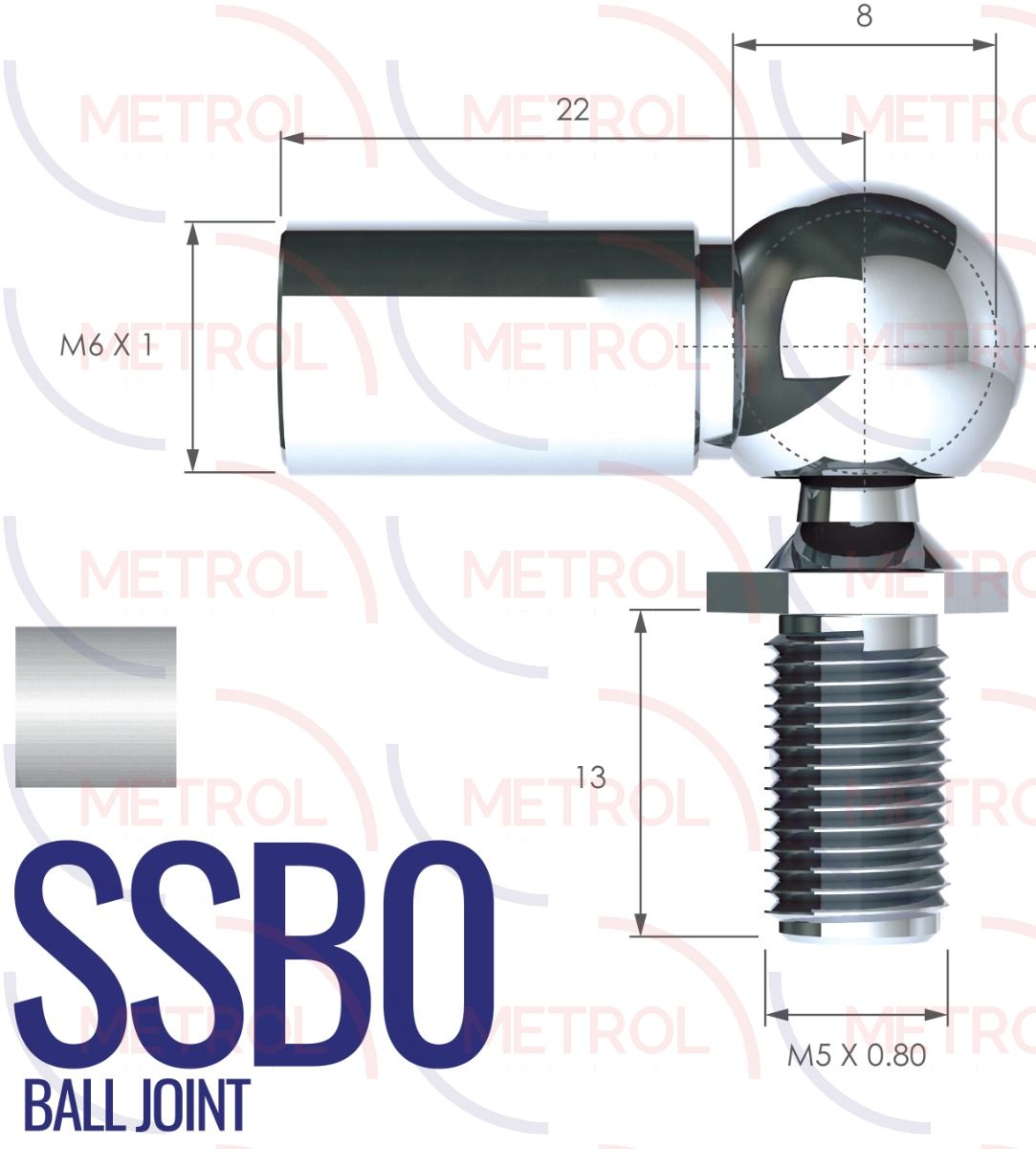Stainless Gas Strut - 250mm - NS-SS-V-8-250